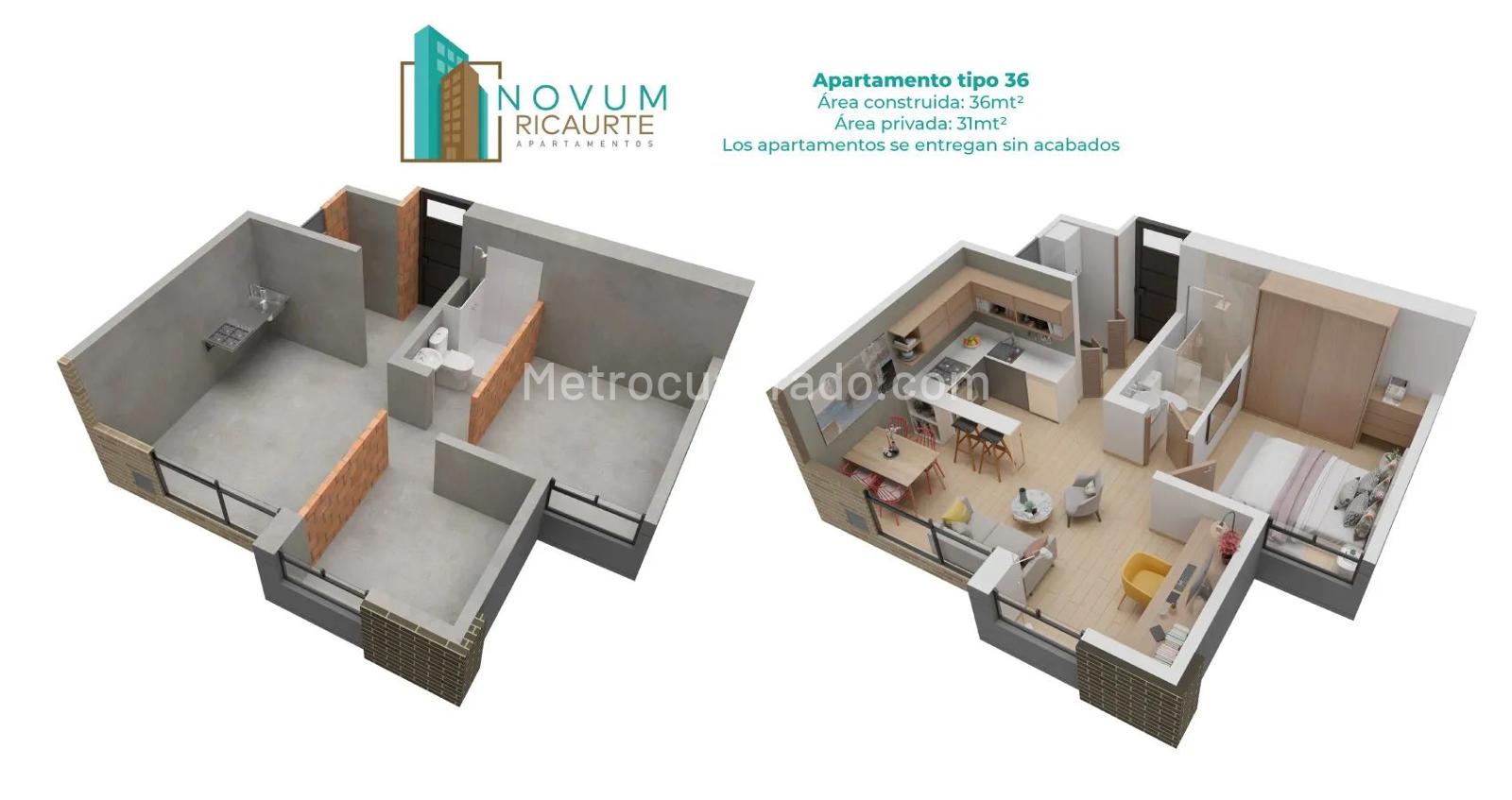 Proyecto NOVUM RICAURTE,Apartamentos nuevos en Ricaurte, Bogotá D.C. - Id 1614-C0145